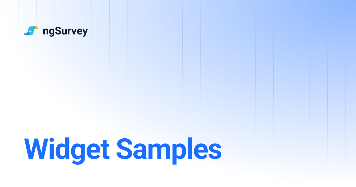 Widget Samples | ngSurvey